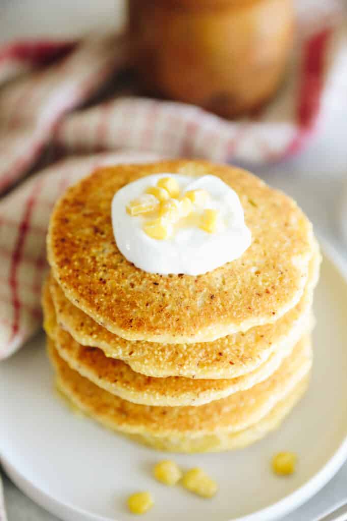 Vegan Corn Pancakes [Easy + Whole Grain] -The Healthy Maven