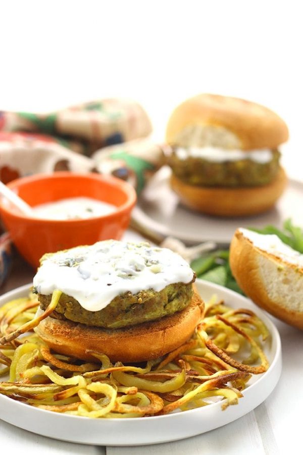 Moroccan Lamb Burgers with Mint Yogurt Sauce