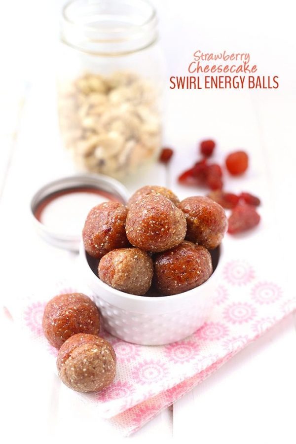 Strawberry Cheesecake Swirl Energy Balls - The Healthy Maven
