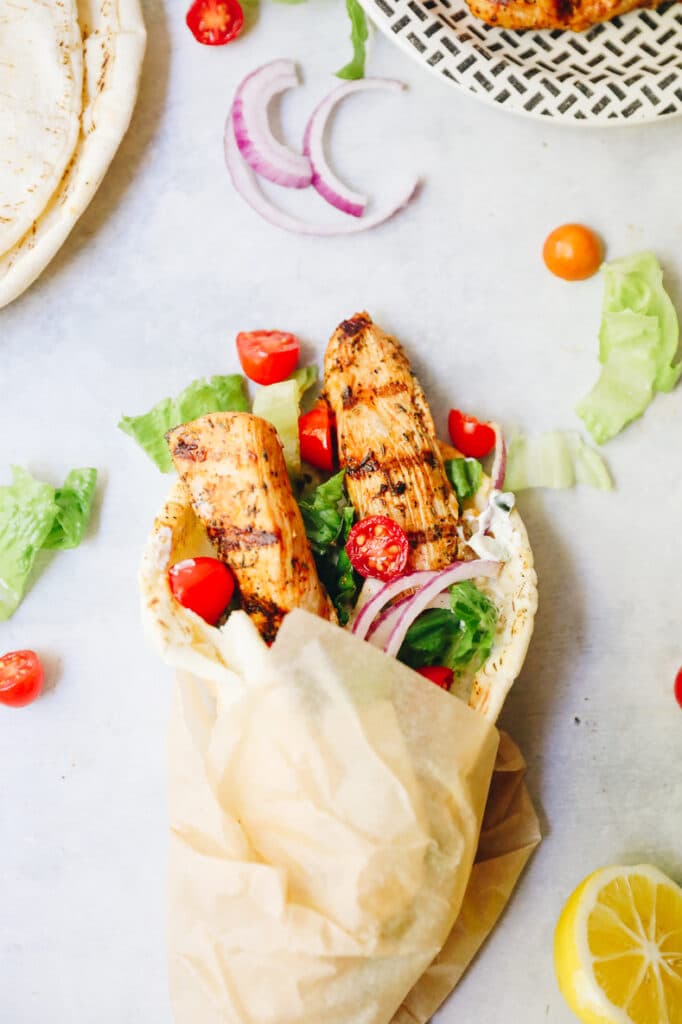 Greek Chicken Gyros [with Pita + Tzatziki] - The Healthy Maven