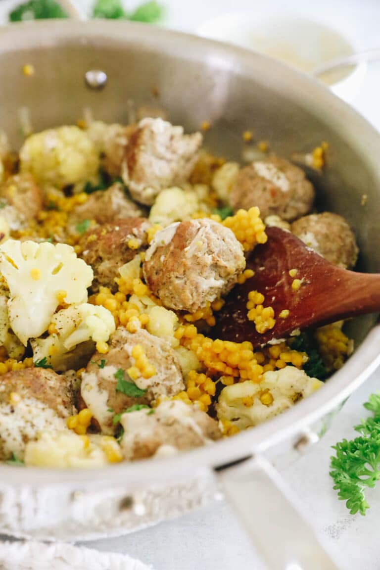 One Pot Za'atar Turkey Meatballs and Couscous - The Healthy Maven