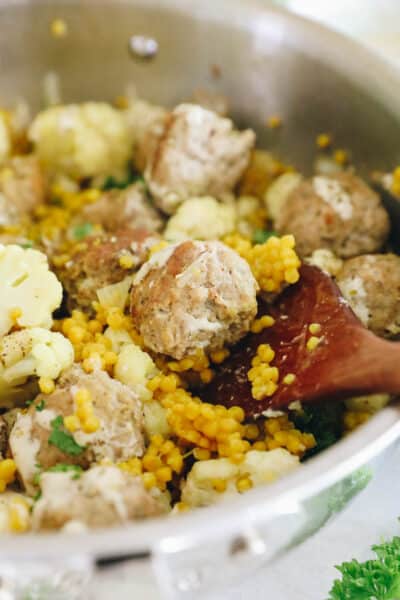 One Pot Za'atar Turkey Meatballs and Couscous - The Healthy Maven